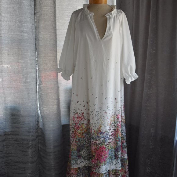 Noracora Dresses Noracora Line Dress Midi Dress White Sleeve